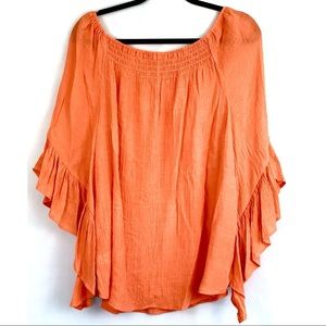Est. 1948 | Tops | Orange Off The Shoulder Ruffle Top | Poshmark